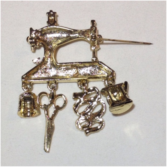 Jewelry | Sewing Machine Brooch With Attached Charms | Poshmark